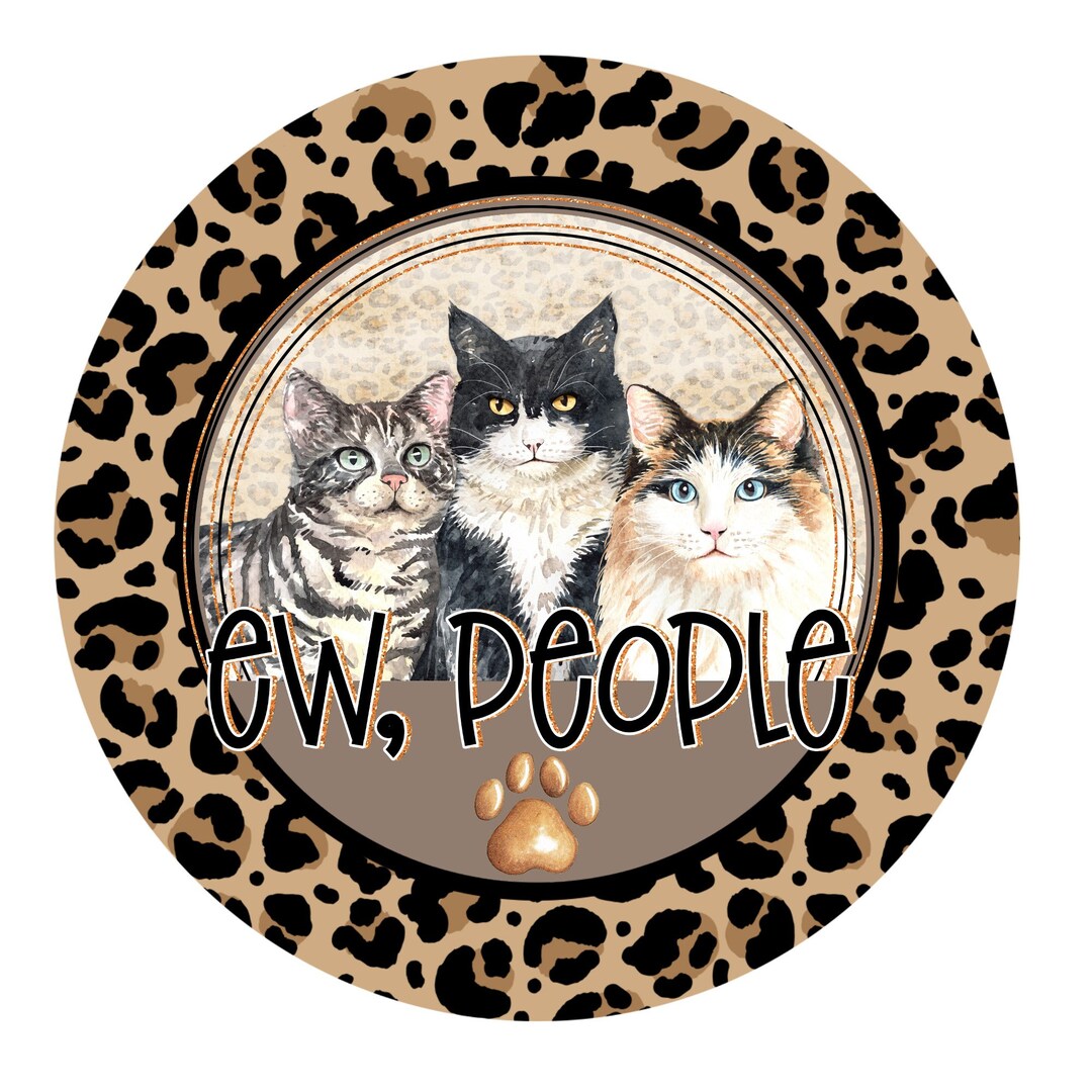 Ew People Cute Cat Sign Wreath Sign Wreath Attachment Metal - Etsy