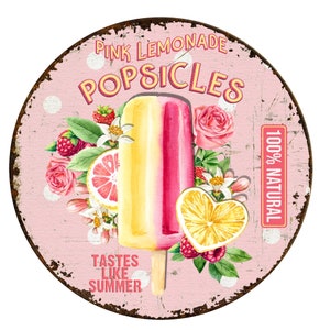 Pink Lemonade Popsicles Wreath Sign, Metal Wreath Sign, Sign for Wreath ...