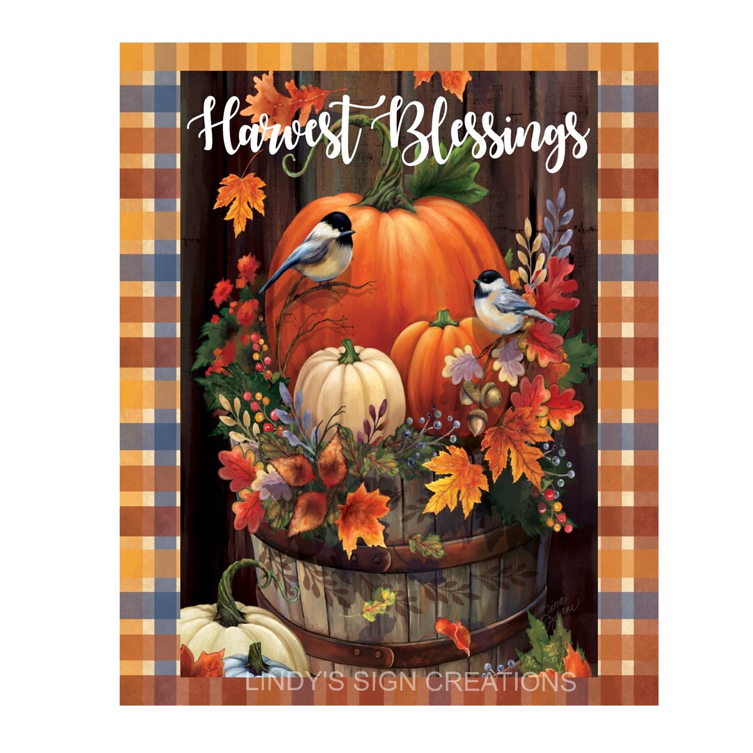 Harvest Blessings Wreath Sign, Wreath Attachment, Fall Wreath Sign ...