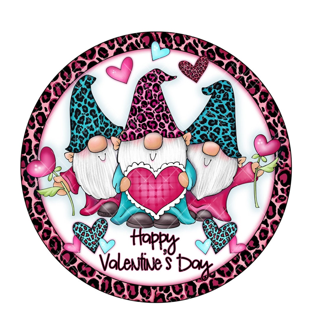 Gnome Leopard Valentine Wreath Sign, Metal Wreath Sign, Signs for ...