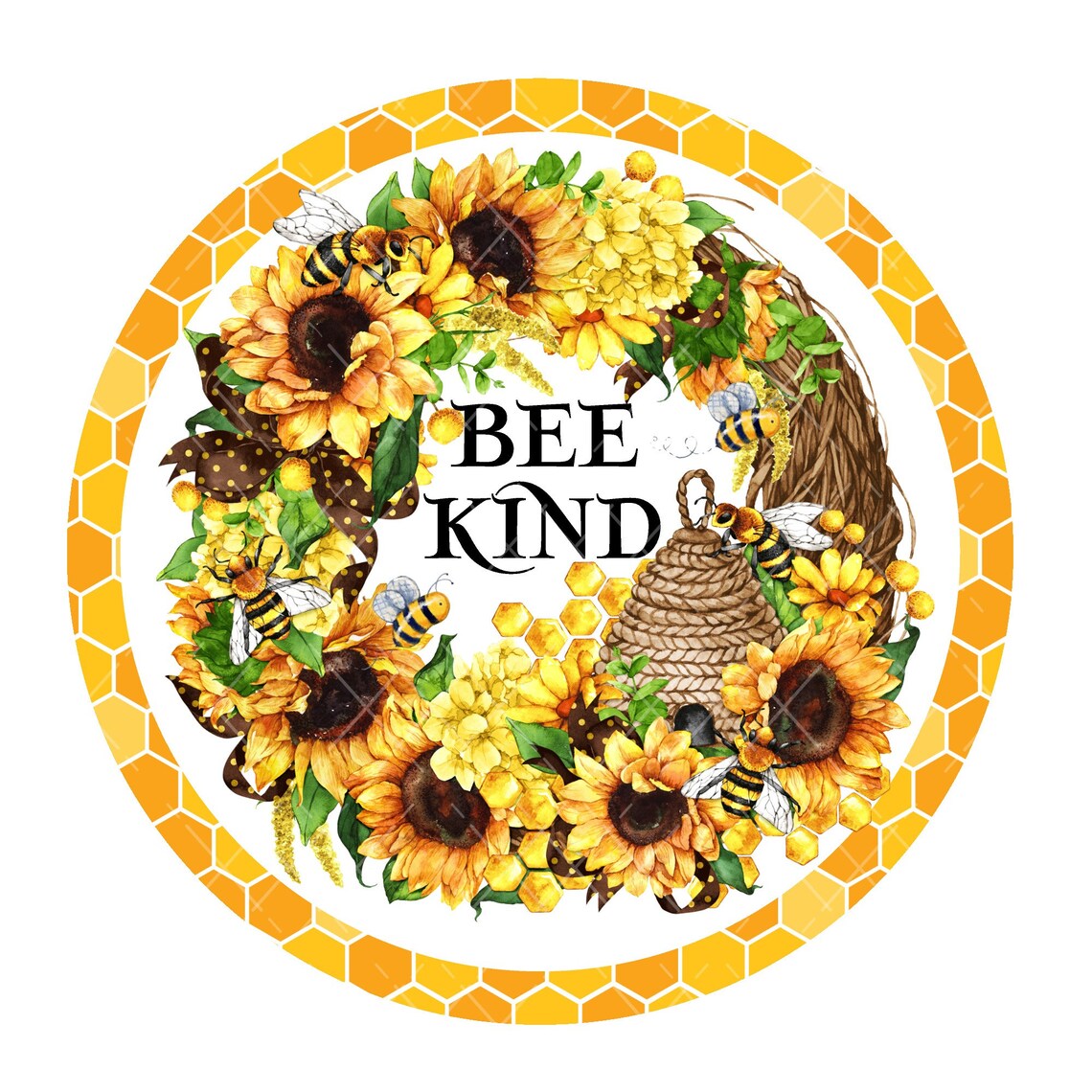 Bee Kind Wreath Sign Metal Wreath Sign Sunflower Wreath - Etsy