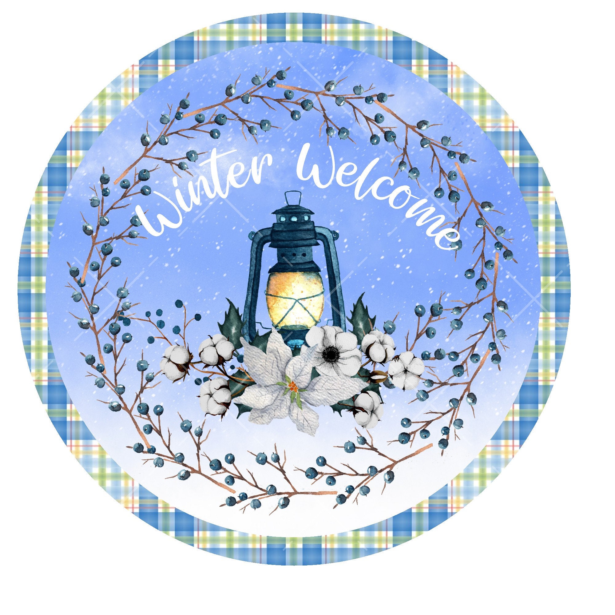 Blue Winter Welcome Wreath Sign Metal Wreath Sign Signs for - Etsy