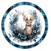 Deer Surrounded by Blue Flowers Wreath Sign, Metal Wreath Sign, Round ...