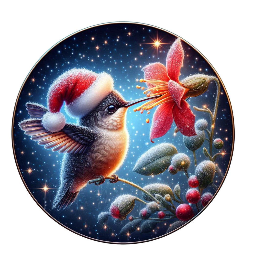 Christmas Hummingbird Wreath Sign, Metal Wreath Sign, Round Wreath Sign ...