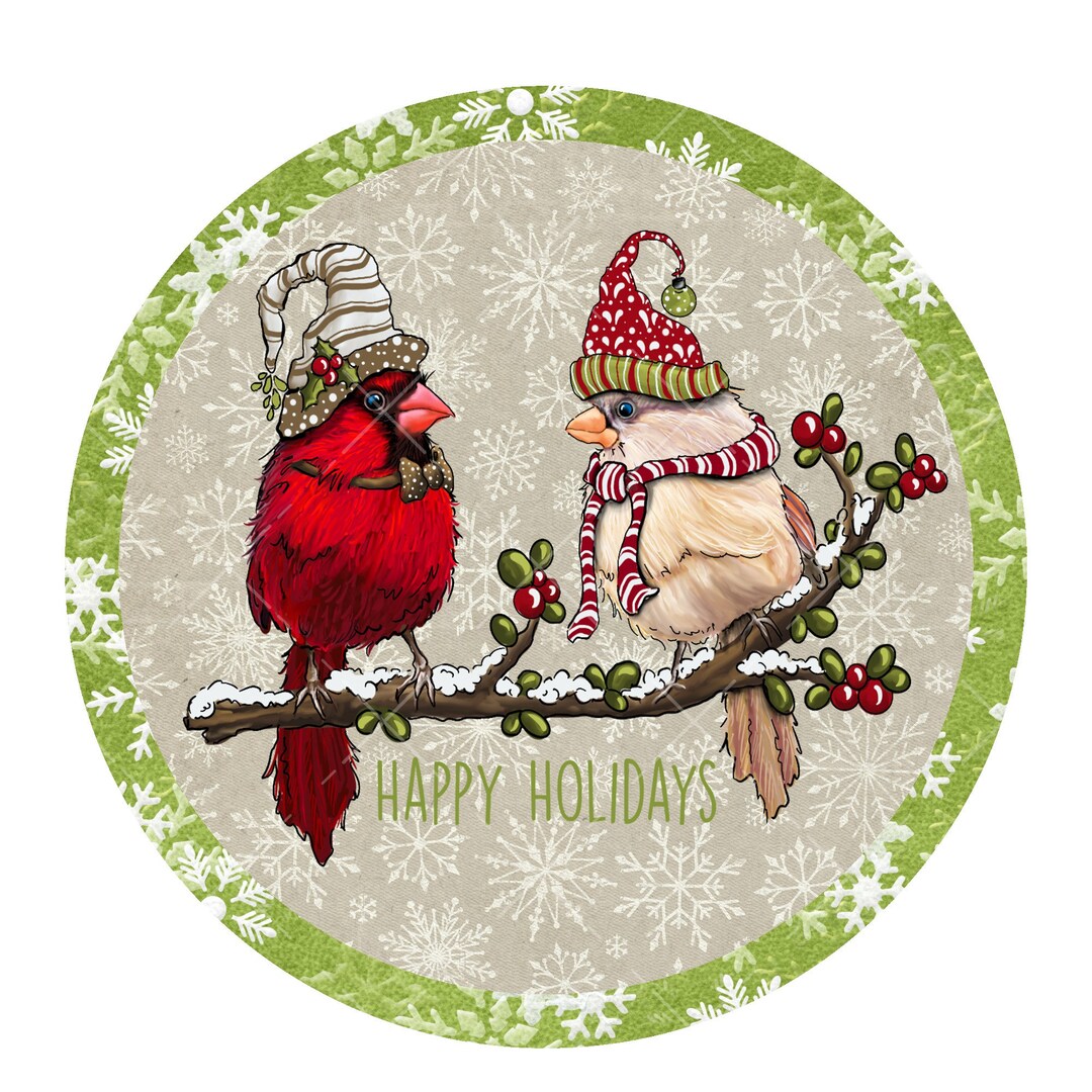 Happy Holiday Cardinal Wreath Sign, Metal Wreath Sign, Signs for ...
