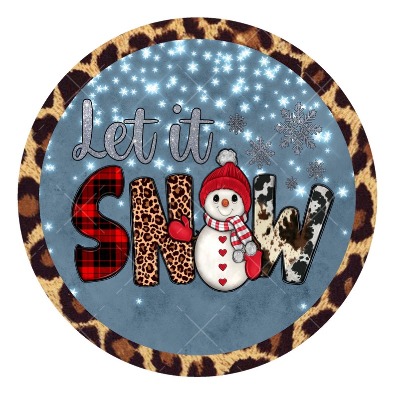 Let It Snow Leopard Wreath Sign Metal Wreath Sign Signs for - Etsy