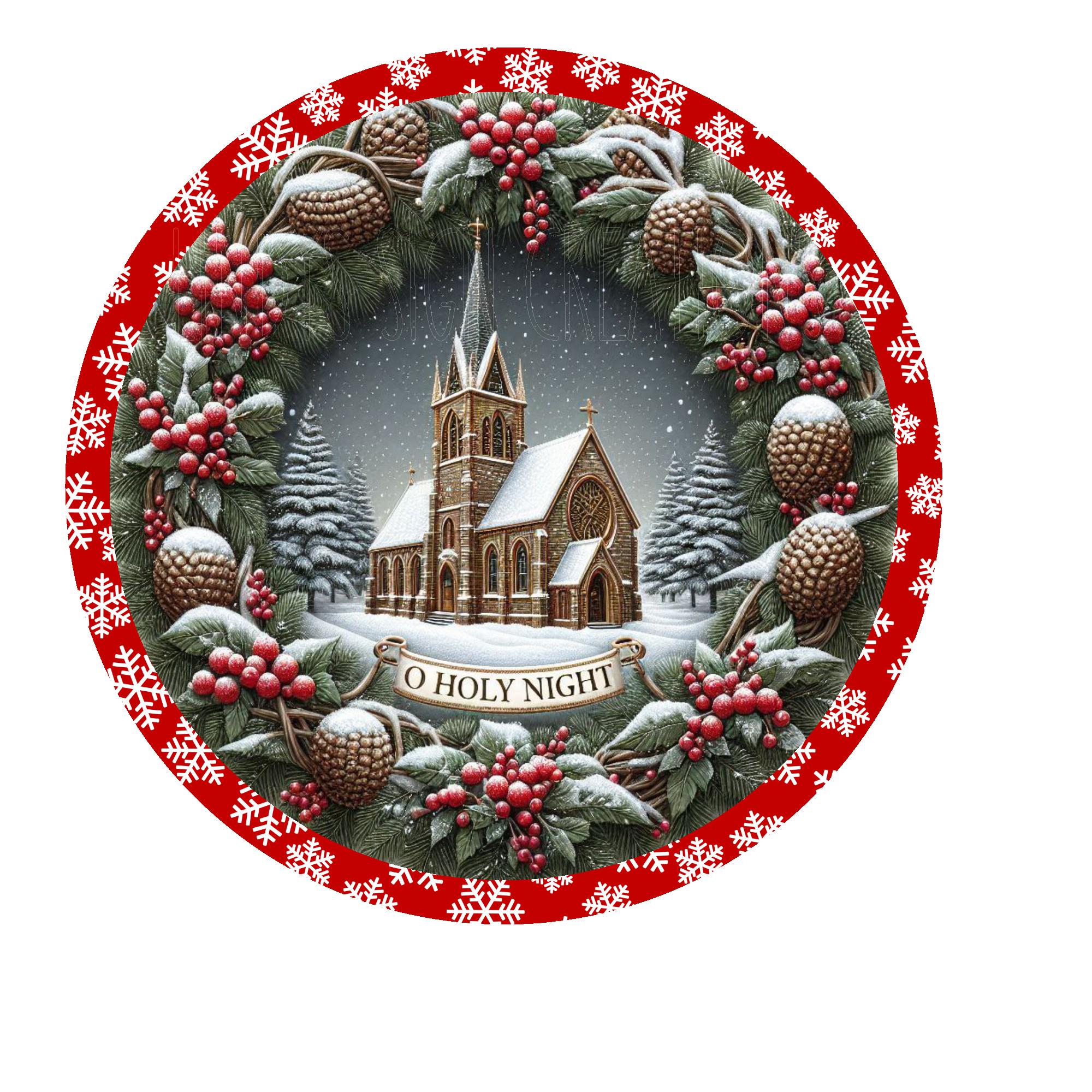 O Holy Night Church Wreath Sign, Metal Wreath Sign, Christian Wreath ...