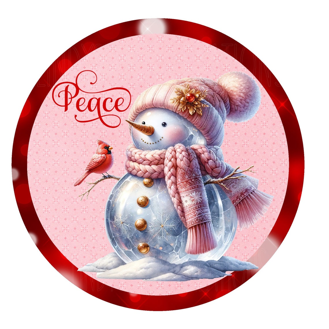 Peace Snowman With Pink Hat and Scarf Wreath Sign, Metal Wreath Sign ...