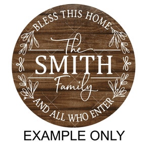 Personalized Bless This Home Wreath Sign, Add Your Own Name Wreath Sign ...