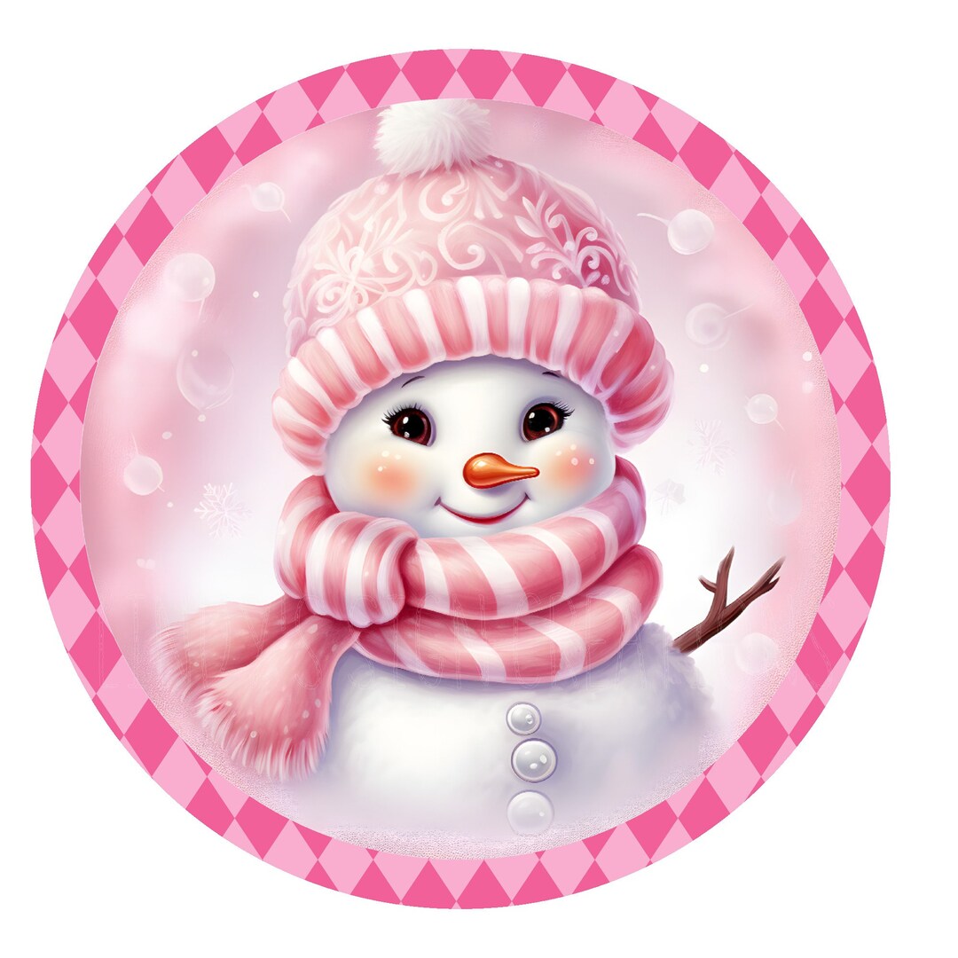 Pink Snowgirl Wreath Sign, Metal Wreath Sign, Snowman Wreath Sign, Door ...
