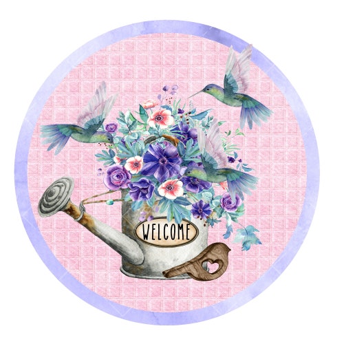 Hummingbird and Iris Welcome Wreath Sign - Etsy