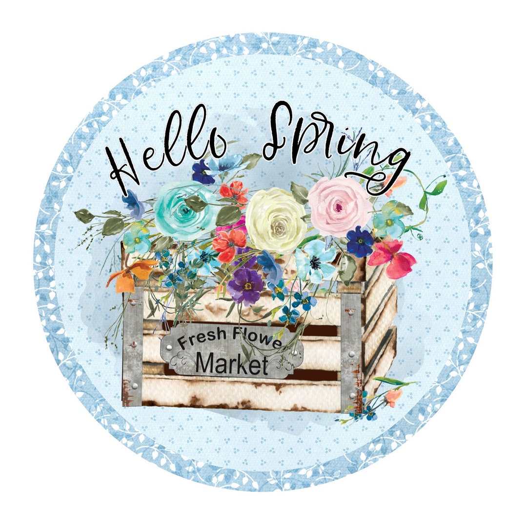 Hello Spring Floral Wreath Sign, Metal Wreath Sign, Sign for Wreaths ...