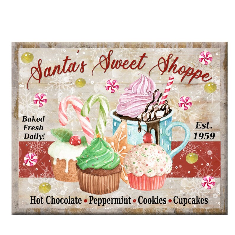 Santas Sweet Shoppe Wreath Sign, Christmas Wreath Center, Metal Wreath ...