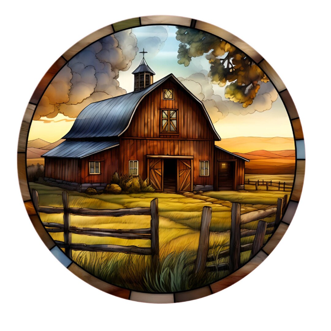 Red Barn Wreath Sign, Metal Wreath Sign, Round Wreath Sign, Farmhouse ...