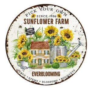 Sunflower Farms Wreath Sign, Metal Wreath Sign, Sign for Wreath, Round ...