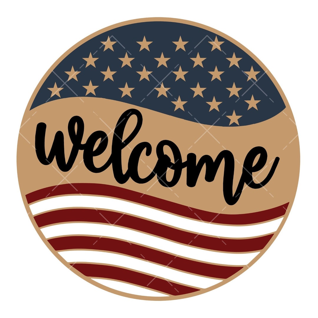 Primitive Welcome Flag Wreath Sign, Metal Wreath Sign, Signs for ...