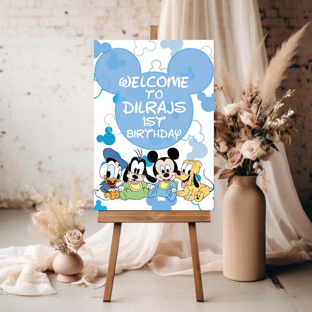 Mickey Welcome Sign, Baby's Birthday Welcome Sign, Birthday Welcome ...