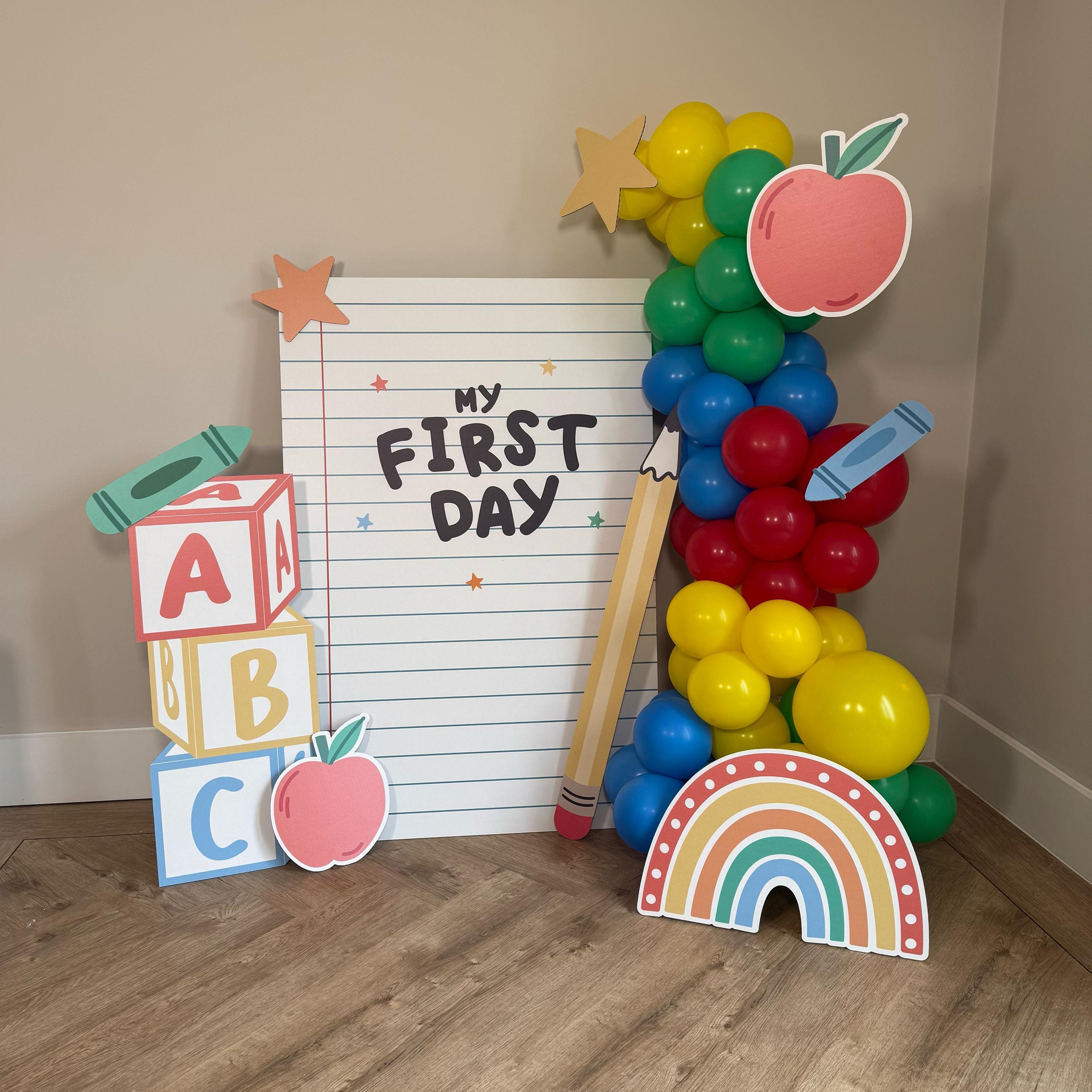 First Day of School Photo Backdrop Bundle: 4ft ABC, Pencil, Rainbow ...