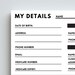 Personal Details Printable Business Card Important Personal Information ...