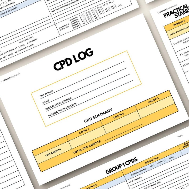 Pharmacist CPD Log Printable Pharmacy CPD Planner Template Professional ...