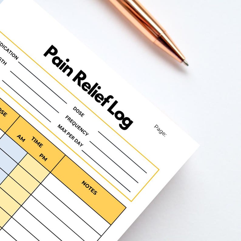 Pain Relief Log Printable Medication Tracker Log Pain Management ...
