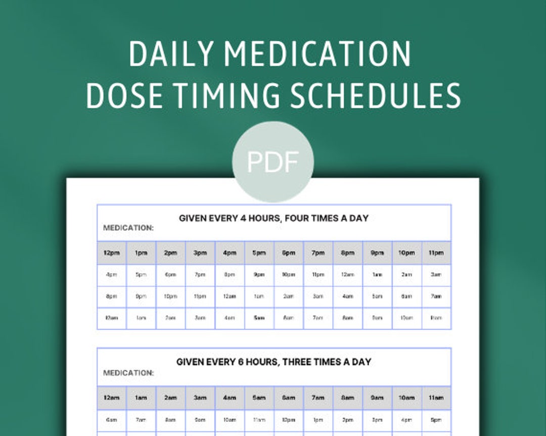 Medicine Daily Dosing Schedule I Medication Time I Dose Timing - Etsy