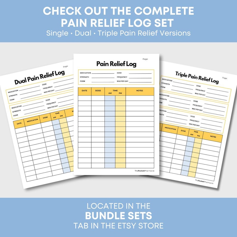 Pain Relief Log Printable Medication Tracker Log Pain Management ...