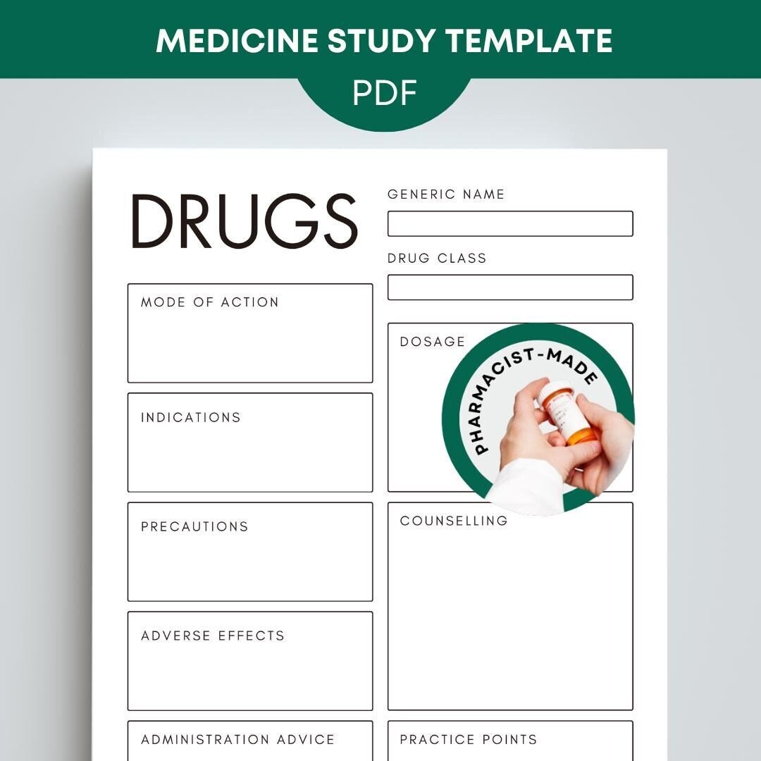 Blank Drugs Template for Learning Medicines | Printable Medication ...