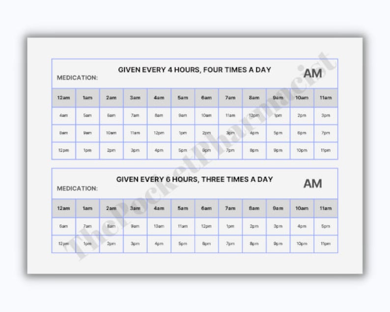 Medicine Daily Dosing Schedule I Medication Time I Dose Timing - Etsy