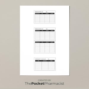 Printable Medication List | Business Card Sized | Medication Tracker ...
