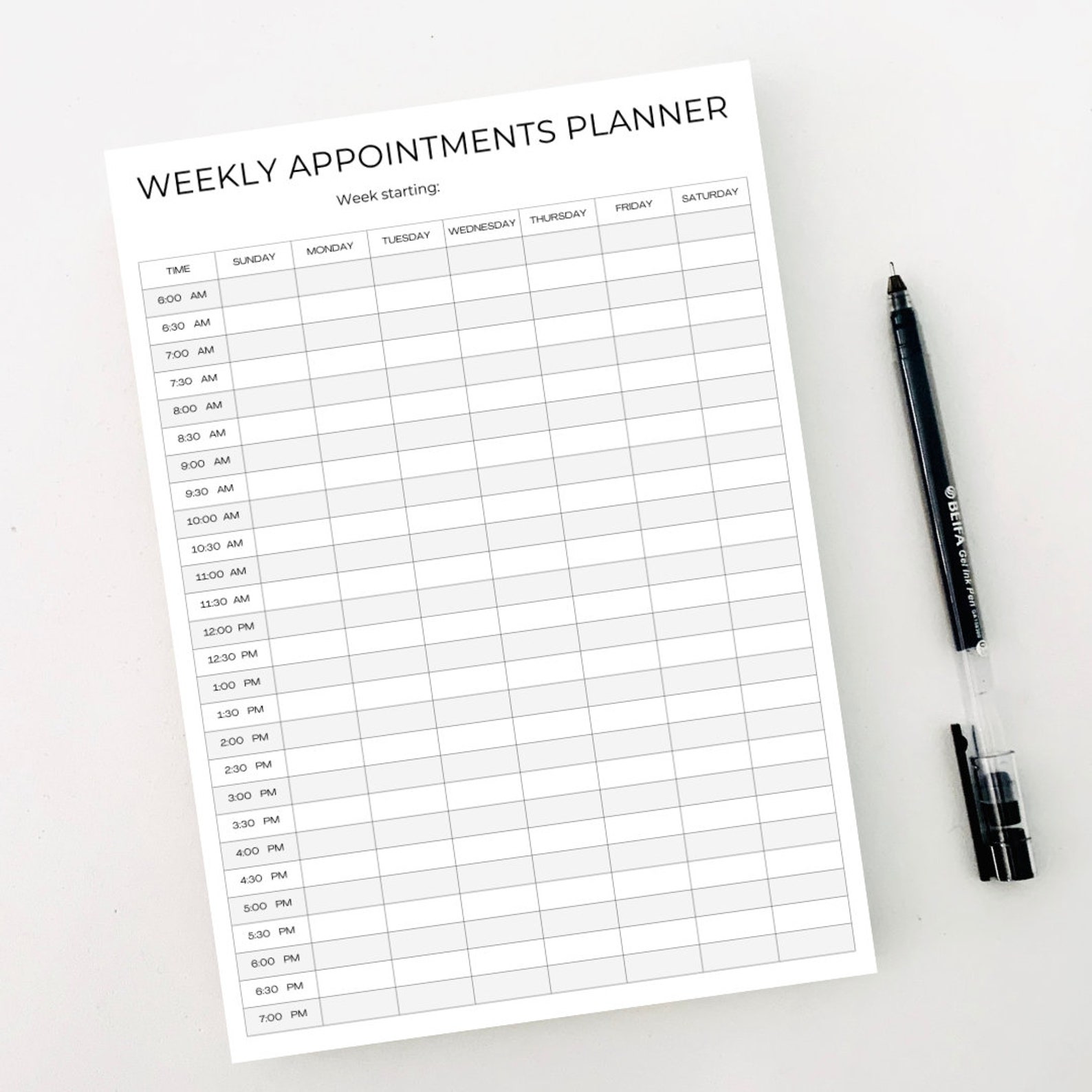 Weekly Appointment Planner Printable Appointment Log Daily Appointment ...
