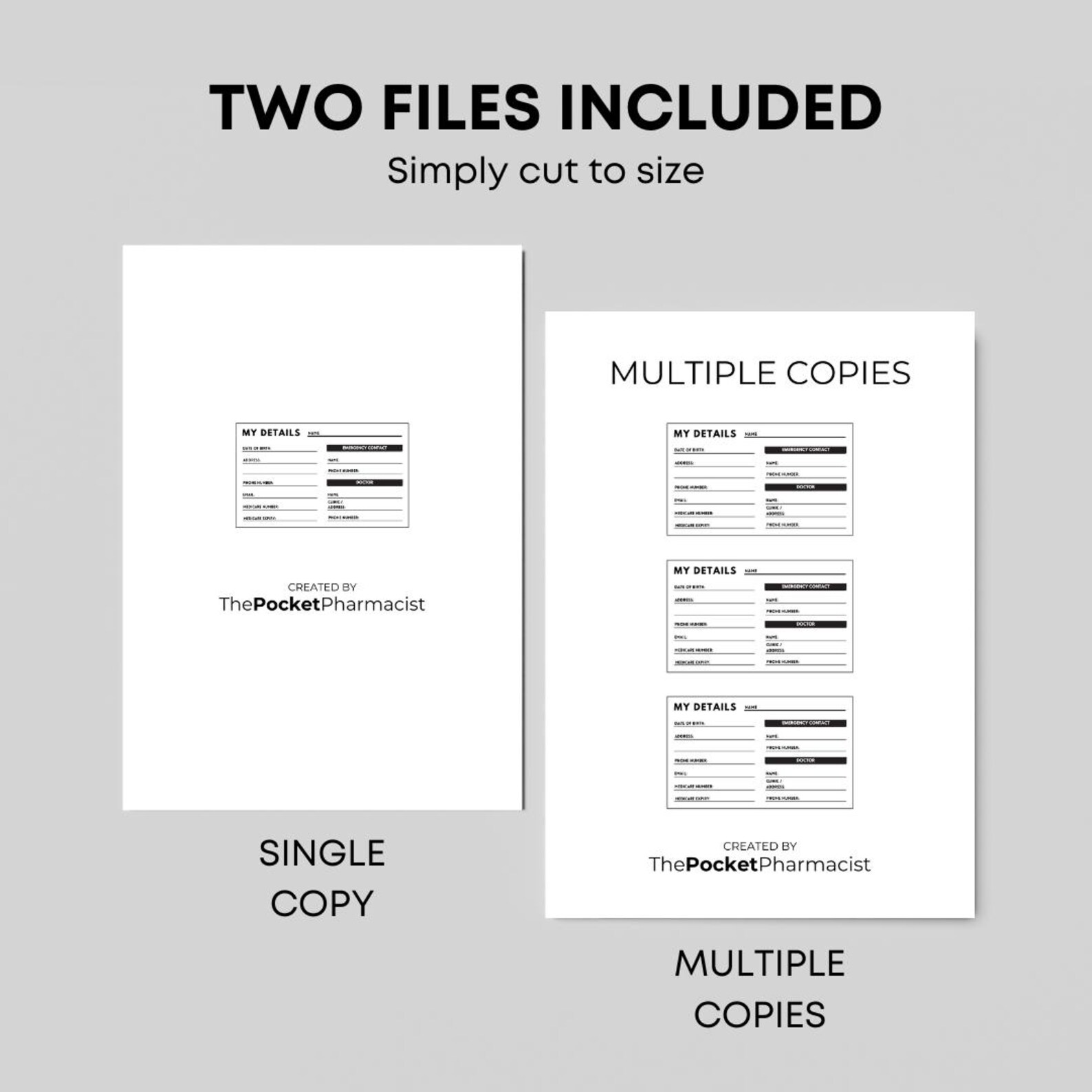 Personal Details Printable Business Card Important Personal Information ...