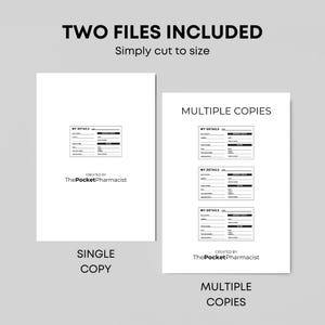 Personal Details Printable Business Card Important Personal Information ...