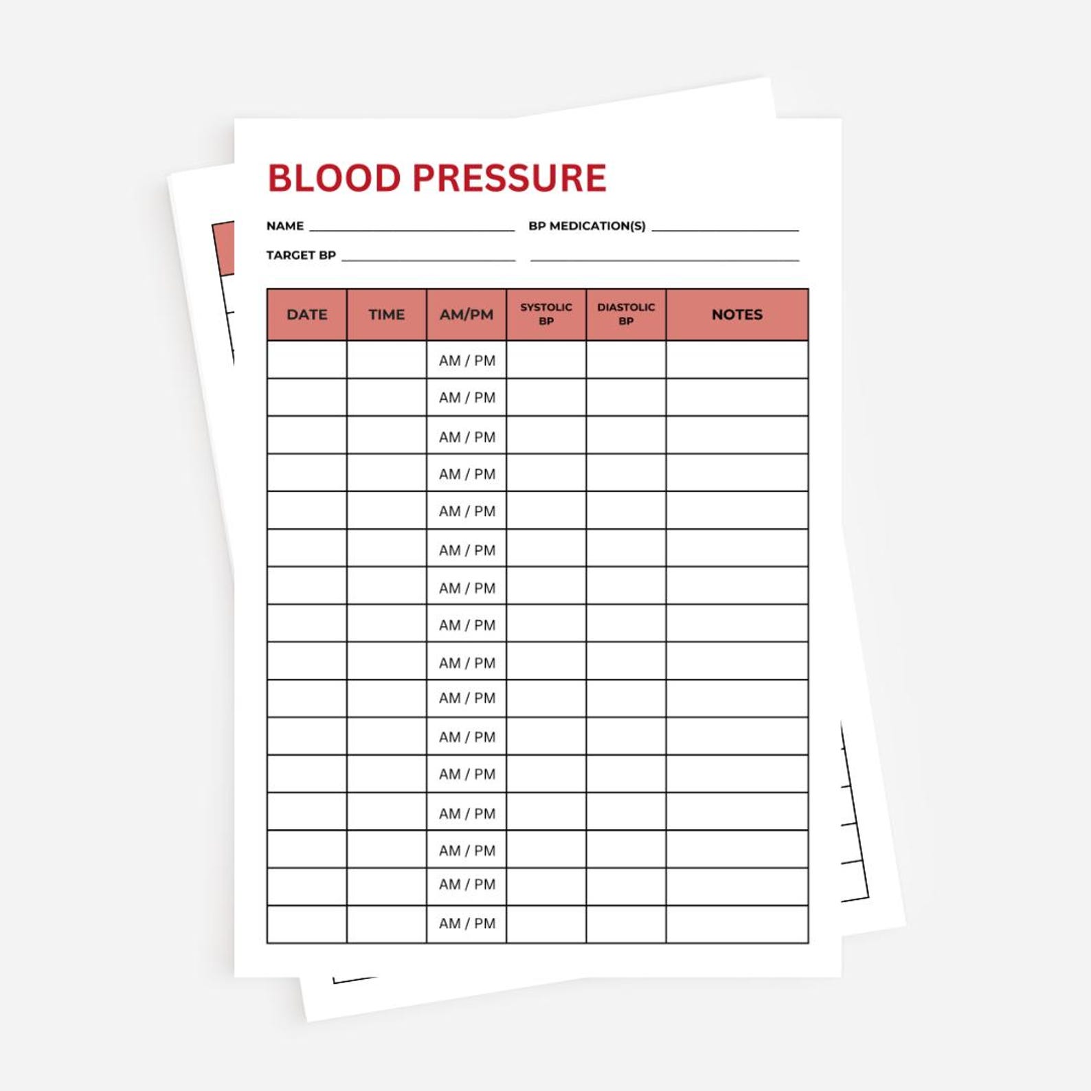 Blood Pressure Log Printable Health Tracker Blood Pressure Journal ...
