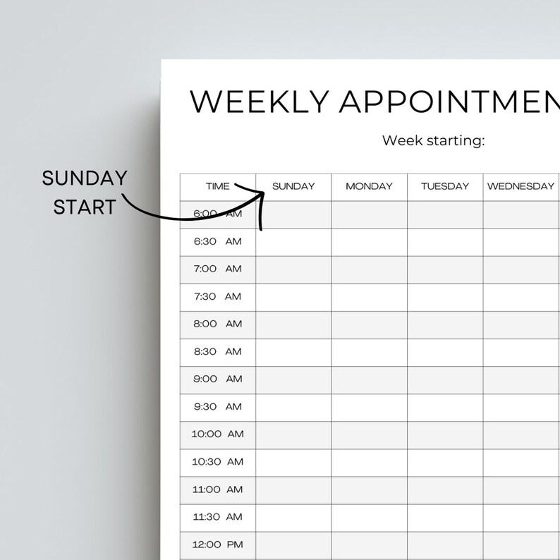 Weekly Appointment Planner Printable Appointment Log Daily Appointment ...