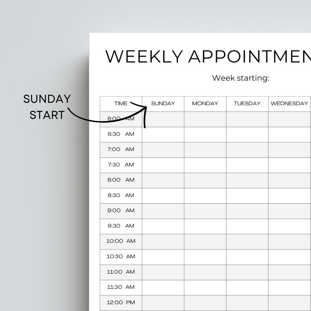 Weekly Appointment Planner Printable Appointment Log Daily Appointment ...