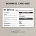 Personal Details Printable Business Card Important Personal Information ...