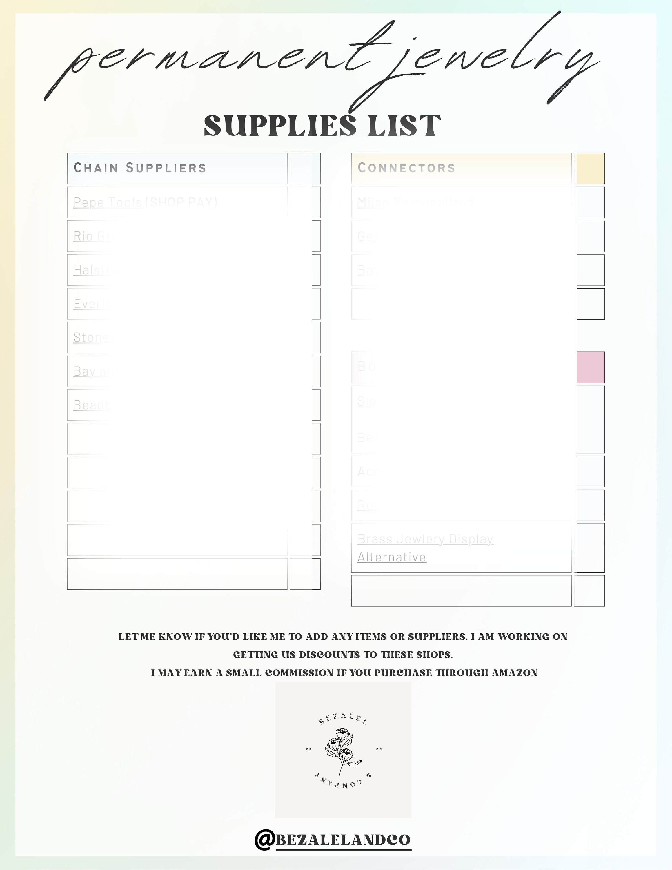 Permanent Jewelry Packing List and Supply List With Clickable Links - Etsy