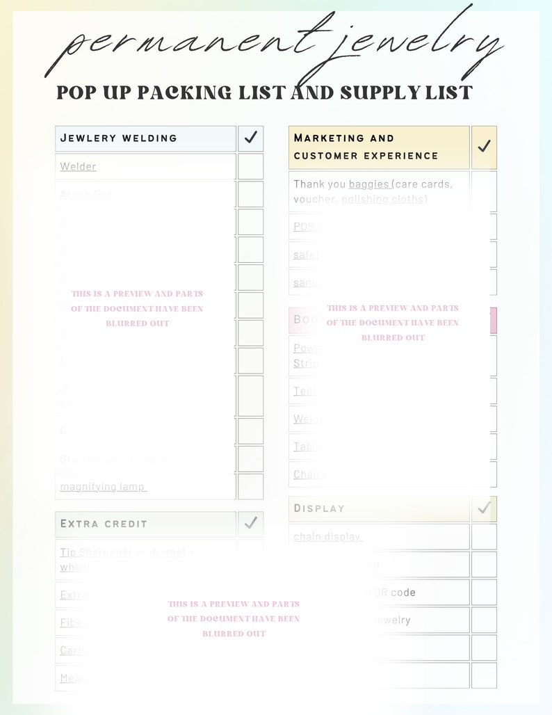 Permanent Jewelry Packing List and Supply List With Clickable Links - Etsy