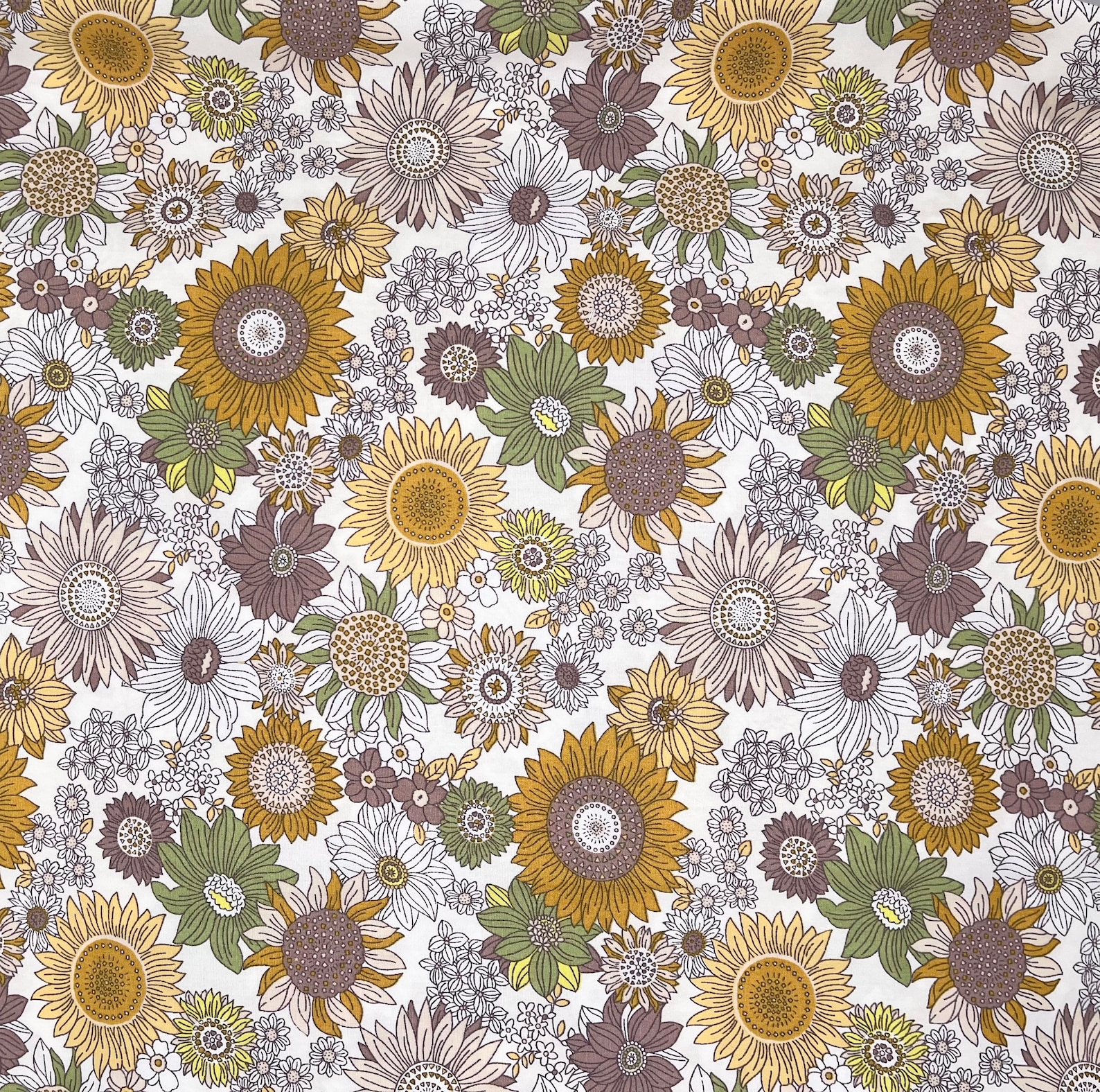 Sunflower Cotton Fabric Floral Design Flower Fabric - Etsy