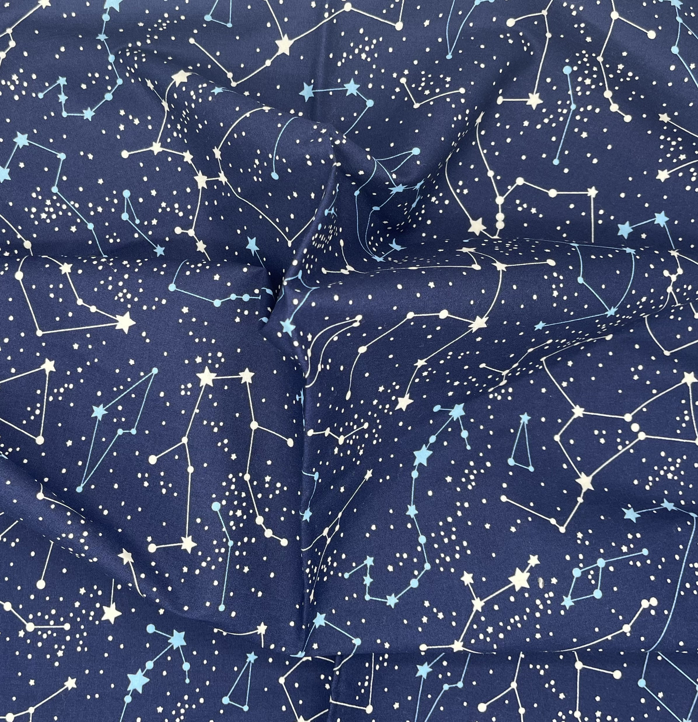 Navy Stars Constellations Night Sky, Space Fabric, Cotton Fabric, by ...