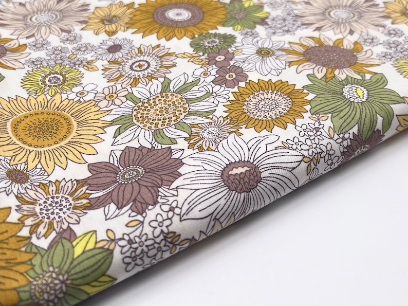 Sunflower Cotton Fabric Floral Design Flower Fabric - Etsy
