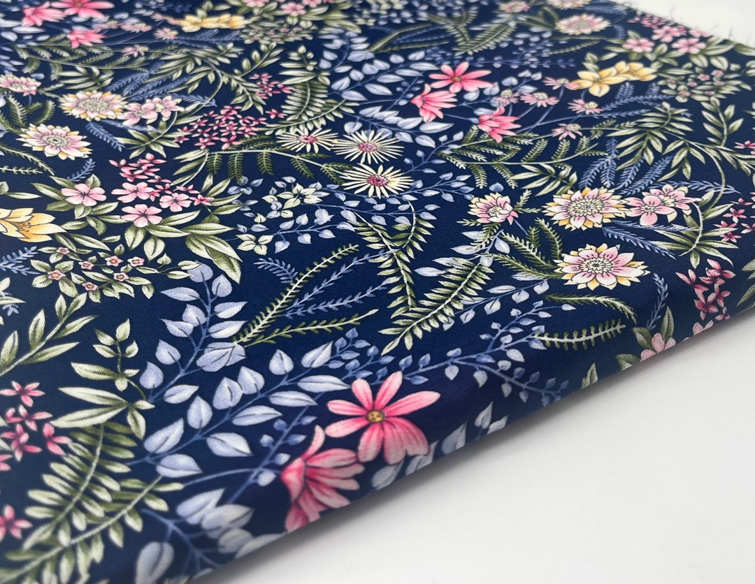 Floral Fabric 100% Cotton, Floral Design, Flower Fabric, Garden Floral ...