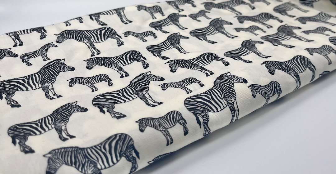 Zebra Print Fabric 100% Cotton, White and Black Zebras, Animal Print ...