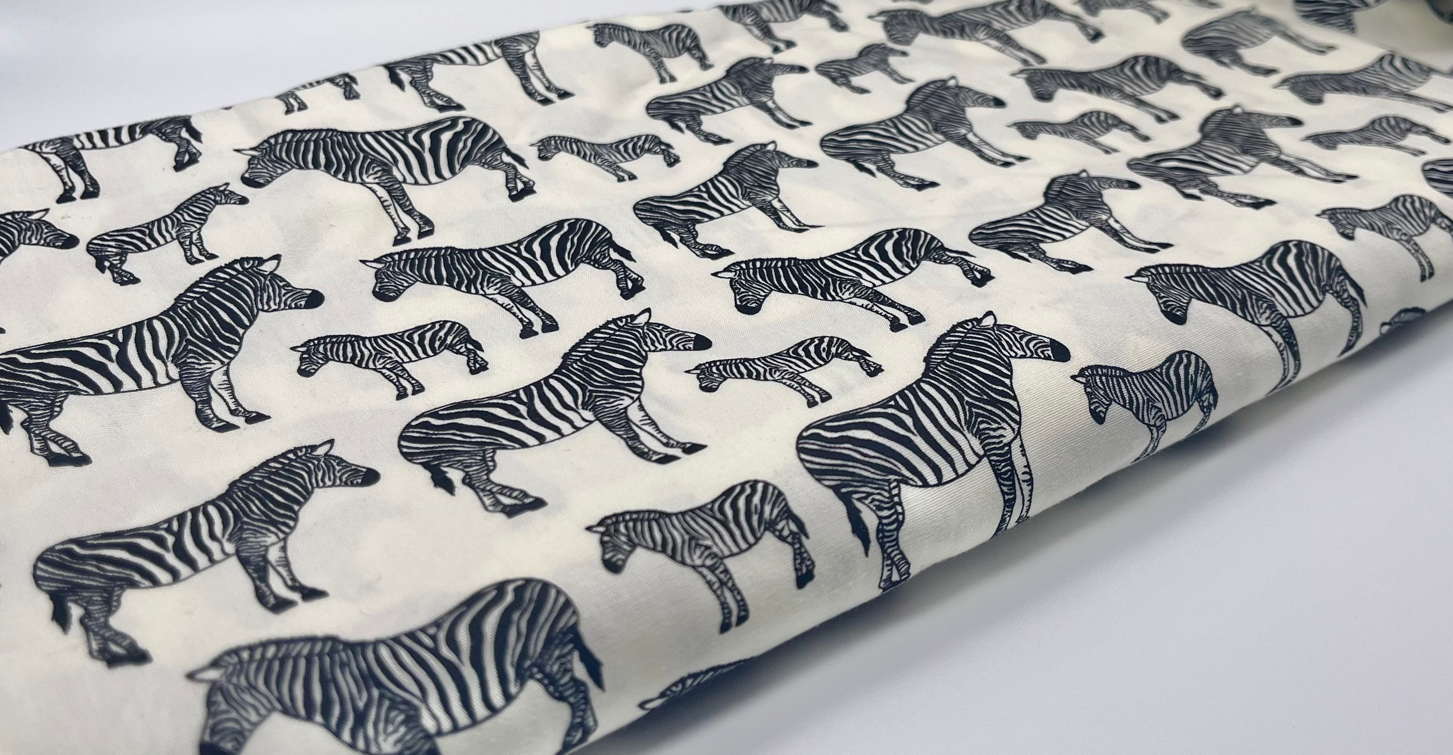 Zebra Print Fabric 100% Cotton, White and Black Zebras, Animal Print ...