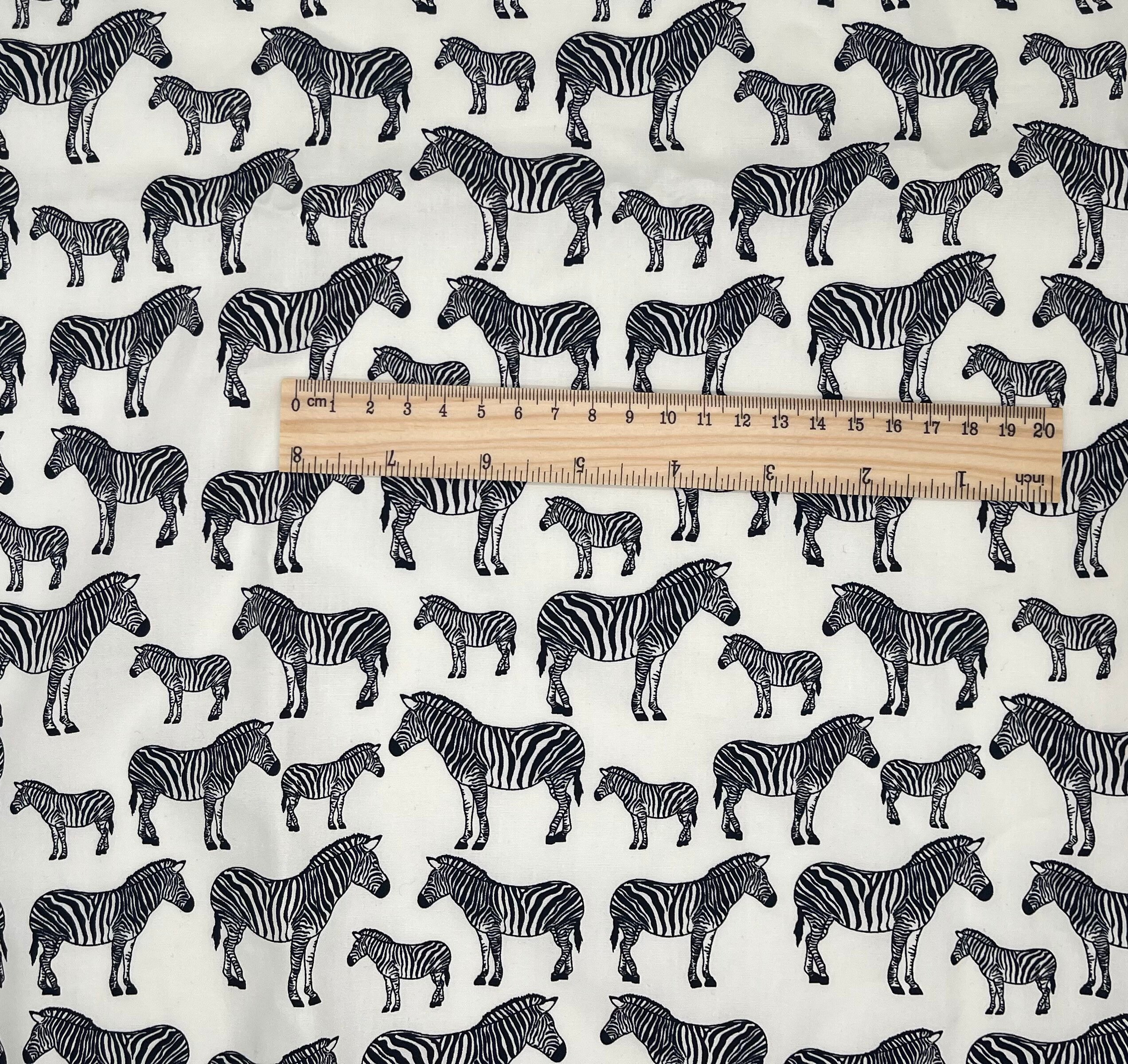 Zebra Print Fabric 100% Cotton, White and Black Zebras, Animal Print ...