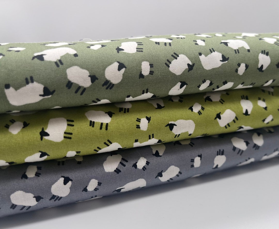 Sheep Fabric, Animals Fabric, 100% Cotton Fabric, Silver, Green - Etsy