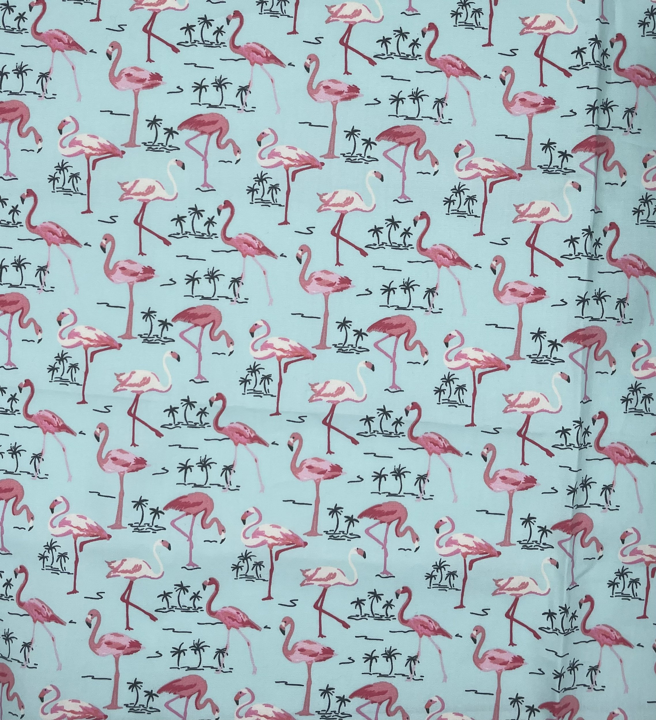 Flamingo Fabric 100% Cotton, Blue Flamingo Fabric, Flamingo Pattern ...