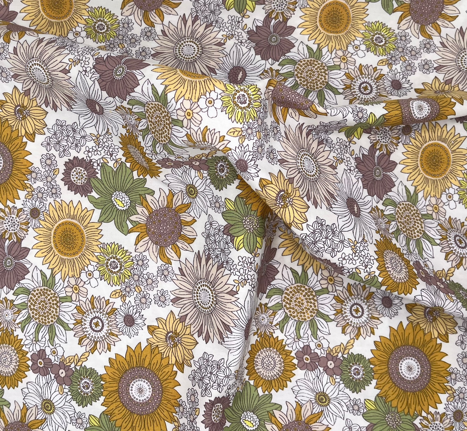 Sunflower Cotton Fabric Floral Design Flower Fabric - Etsy