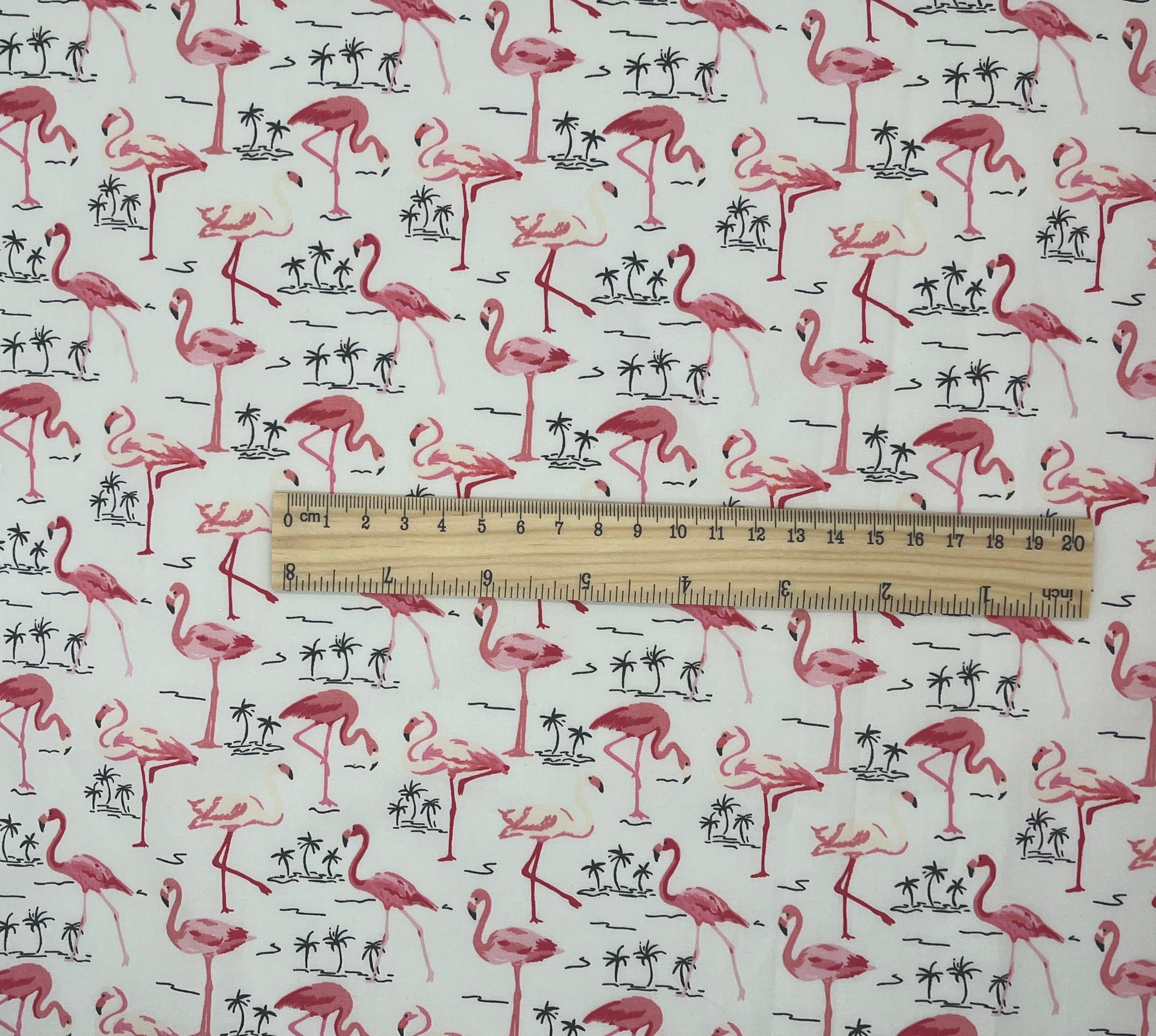 Flamingo Fabric 100% Cotton, Blue Flamingo Fabric, Flamingo Pattern ...